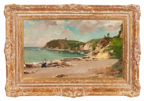 Hiacynt Alchimowicz “The scene at the coast”, antique Warsaw, antique ...