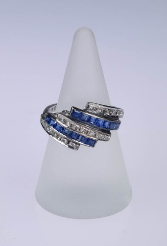 Sapphire and diamonds ring, antique Warsaw, jewelry, old jewelry ...